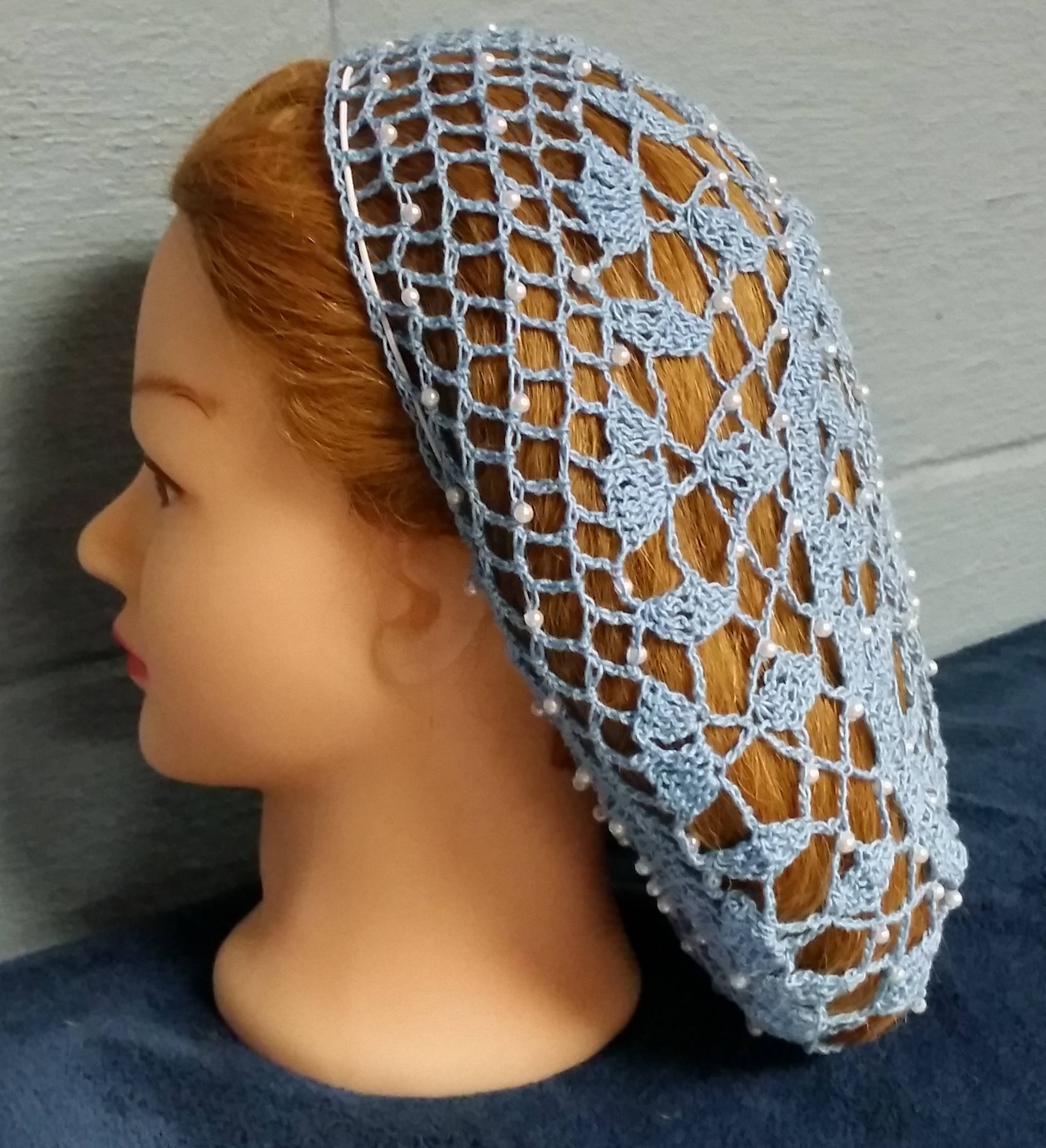 Wheat Cluster Beaded Snood - Beaded on alternating rows -8 Regular Length