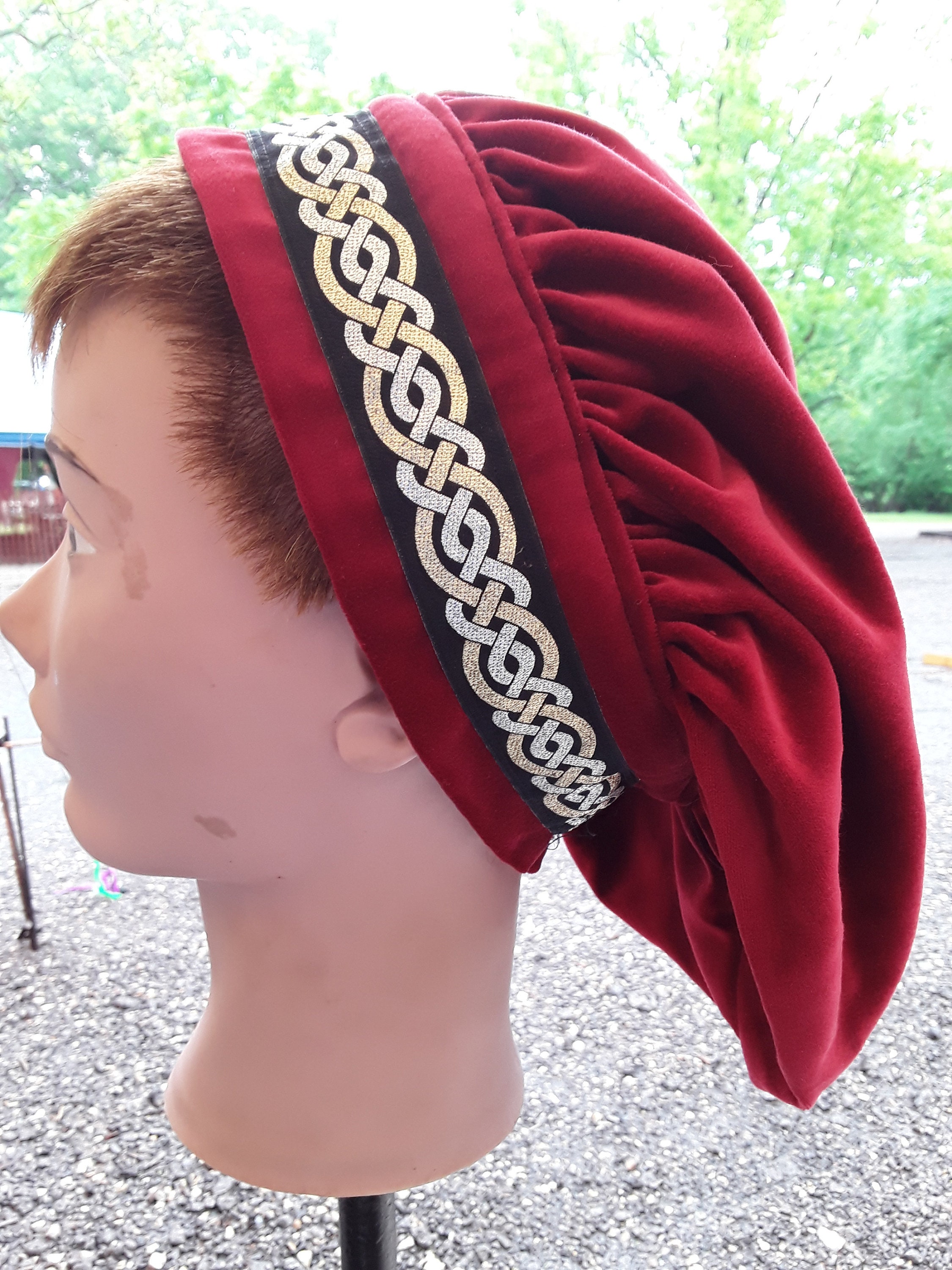 Cotton Velveteen Muffin Hat with Decorative Trim