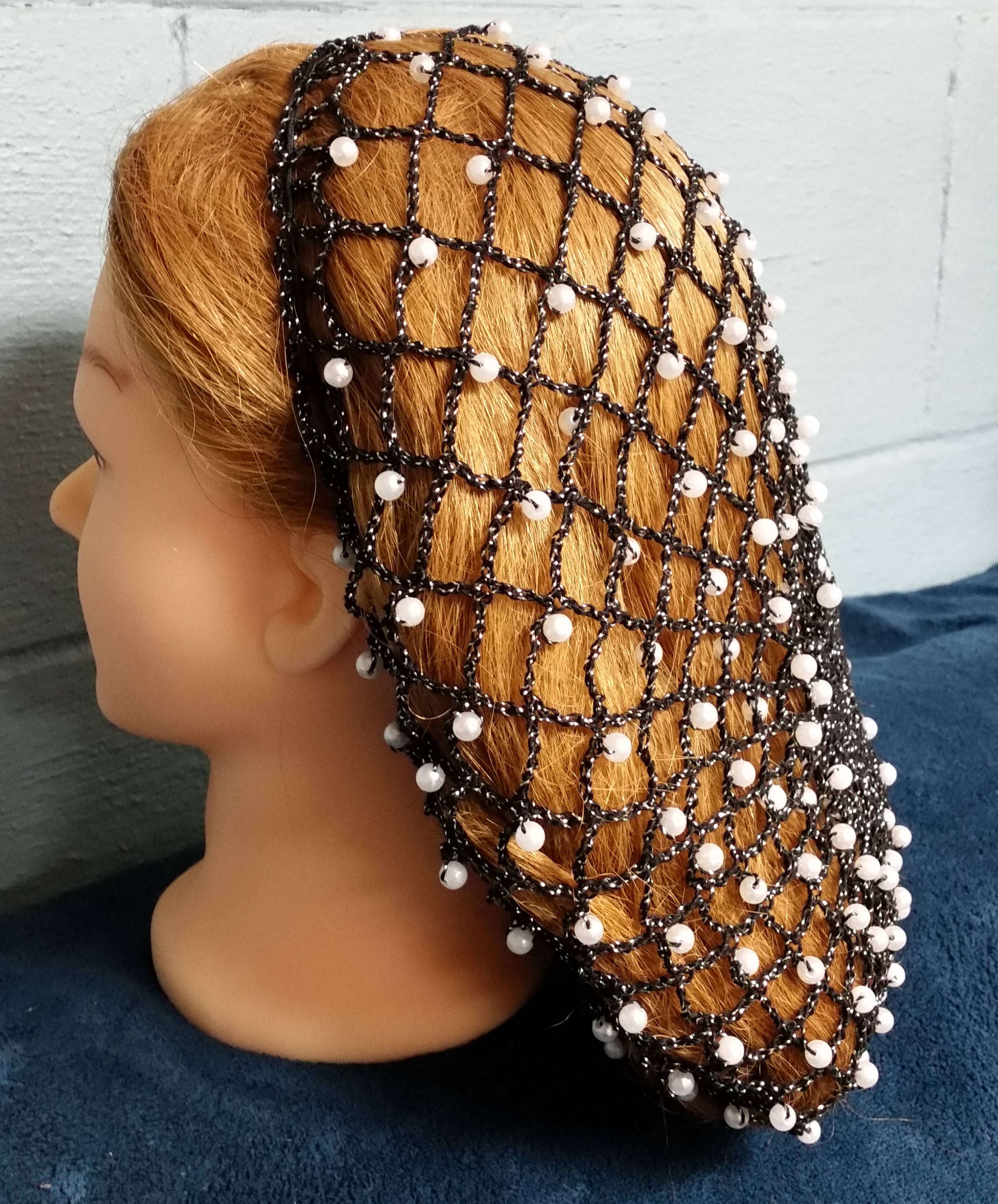 Cinderella Snood Pattern - Beaded Every Row in Metallic Combination thread-Standard 8 Length
