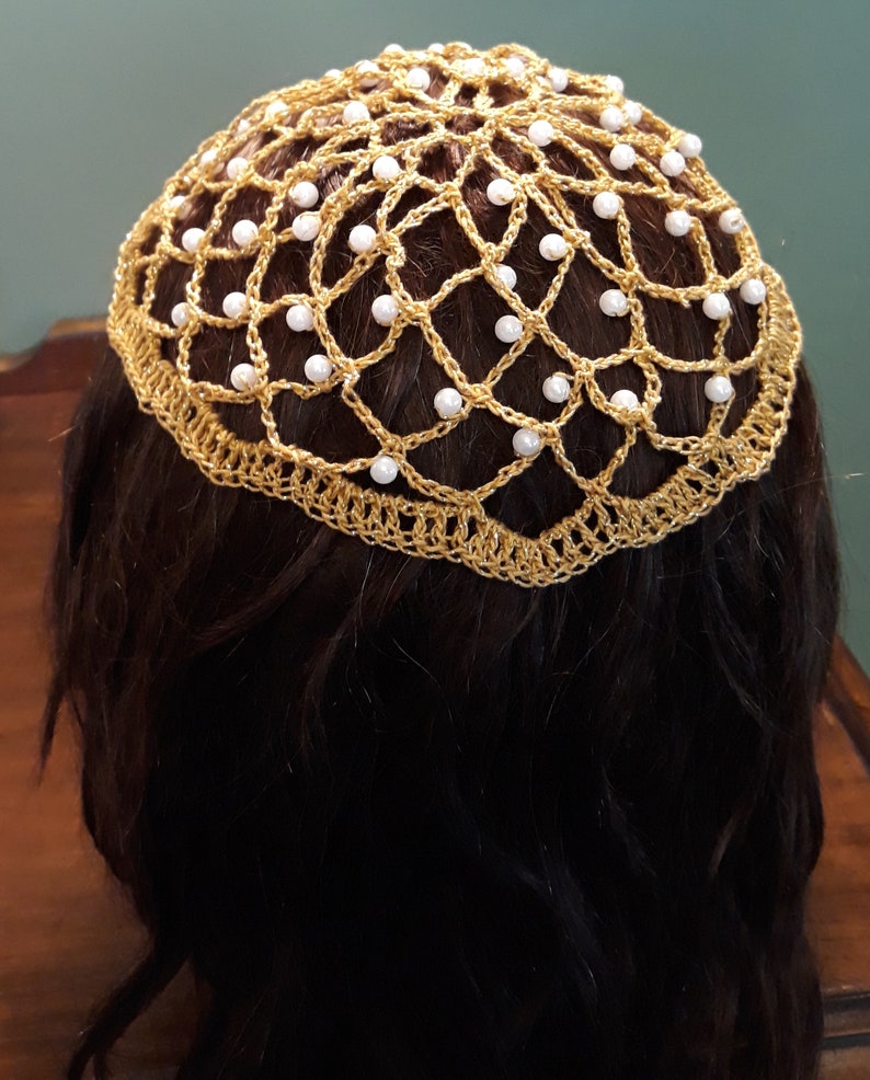 Juliet Cap Beaded in Metallic Combination Thread. - Etsy