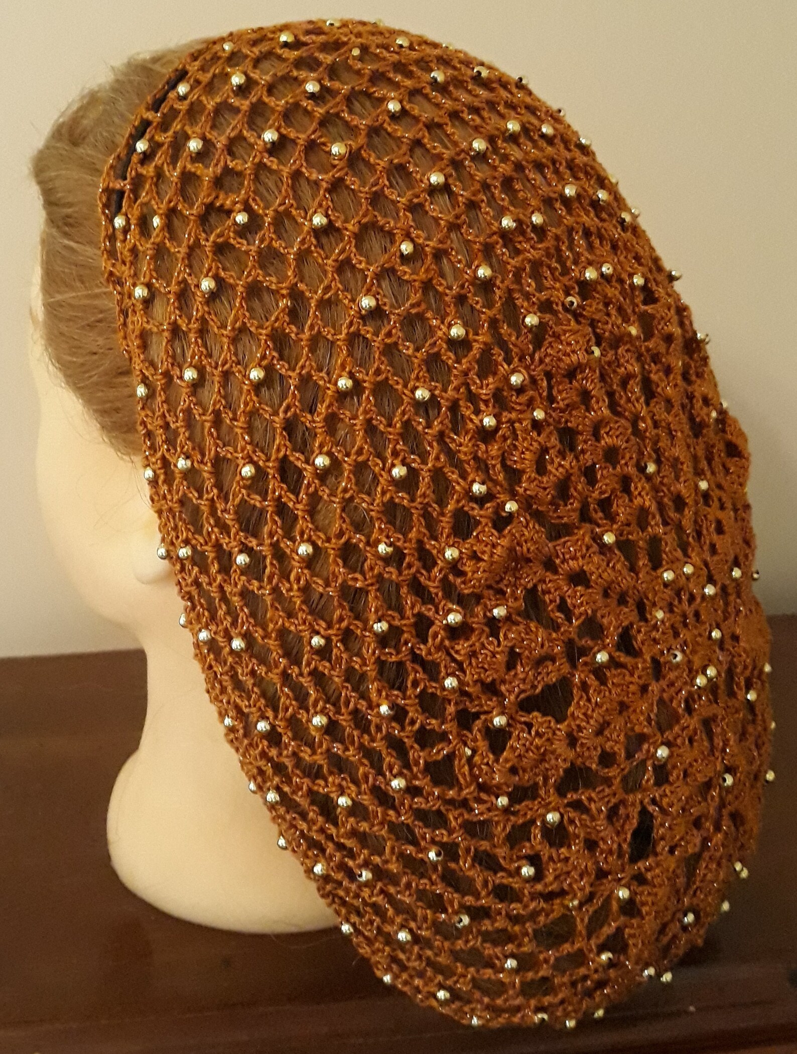 Lacy II Beaded Every Other Row Crochet Snood - Metallic Combination ...