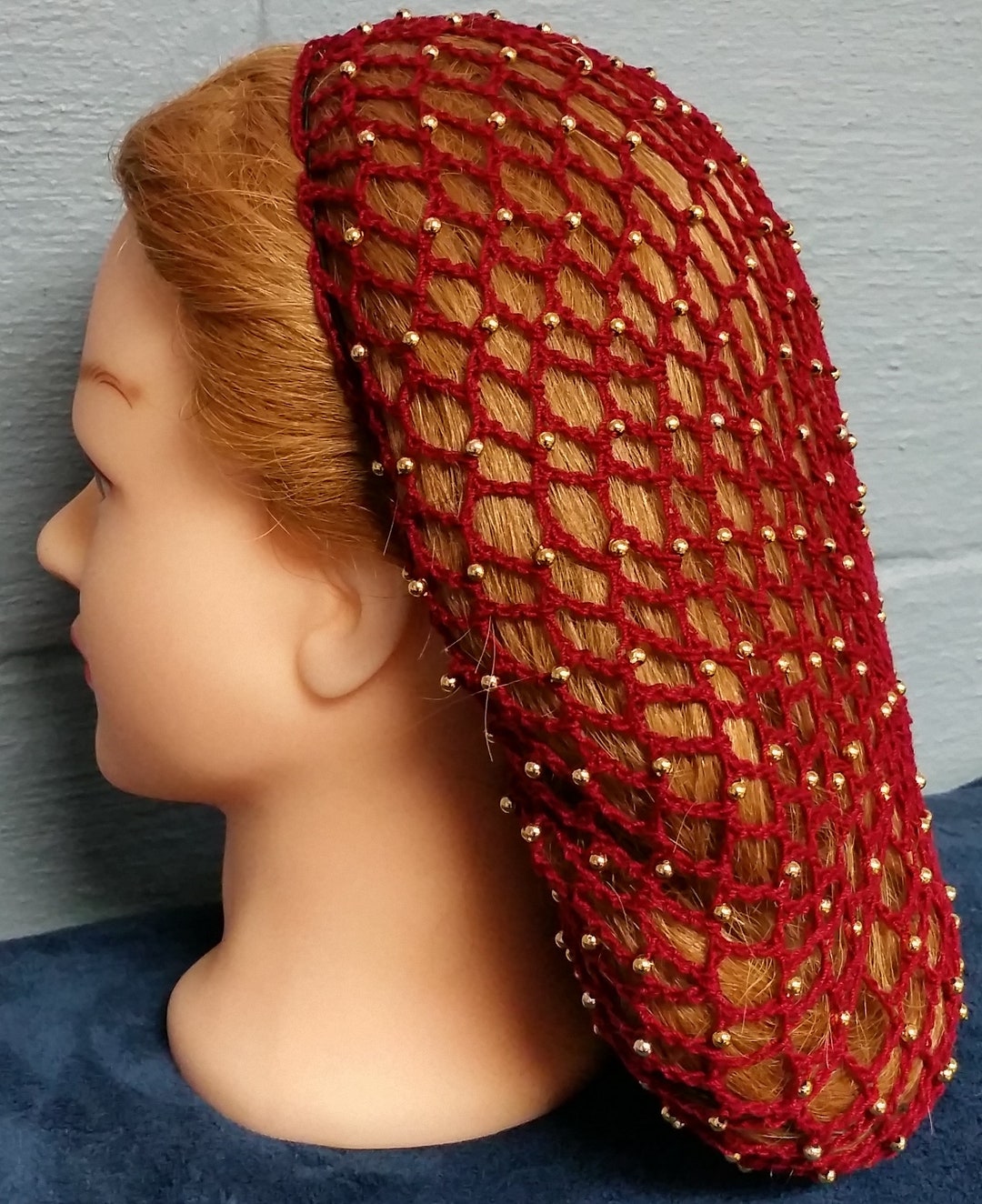 Cotton Hand Made Beaded Hair Snood in My Standard Pattern-beads on ...