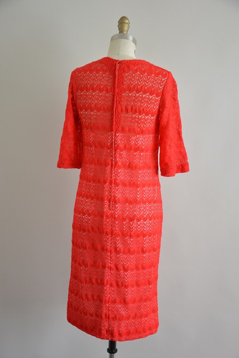 Vintage 1960s Red Lace Dress/ 60s Red & White Dress/ Daring Darlene ...
