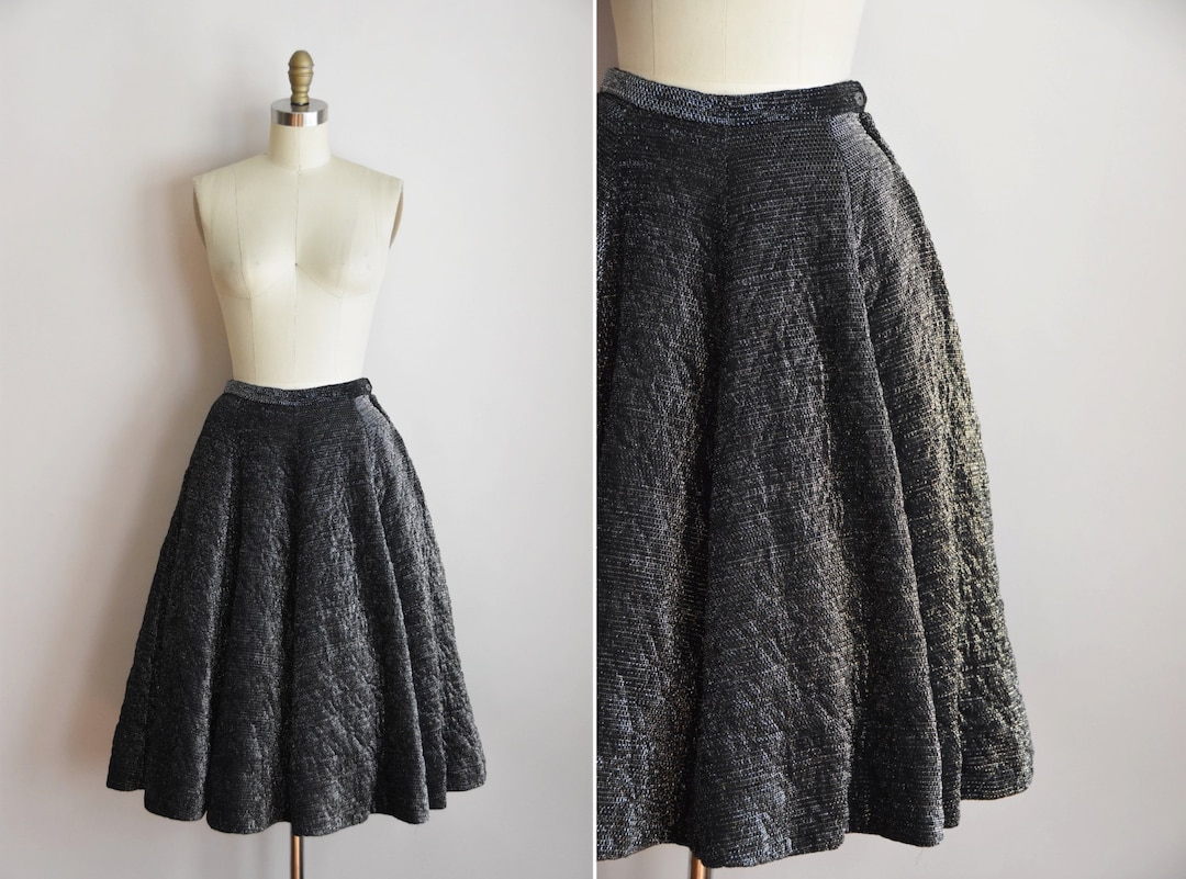 50s Moonlight Glimmer Skirt / Vintage 1950s Lurex Skirt/ Lee Mar ...