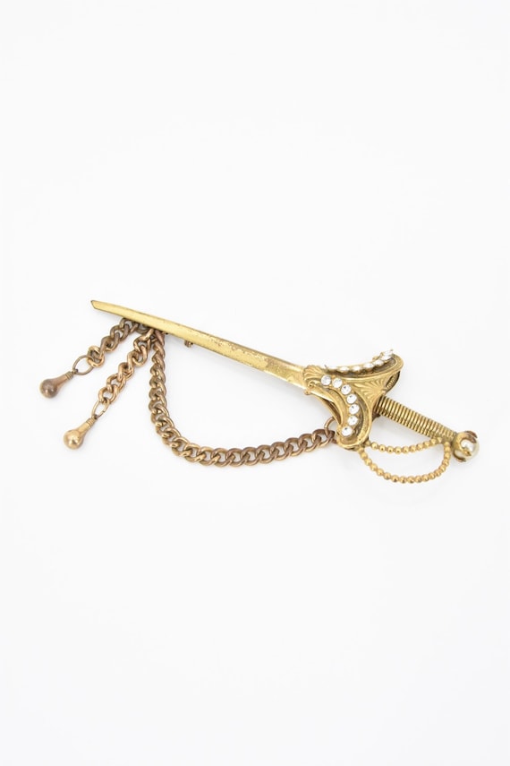 1940s Dagger Through Heart brooch - Gem