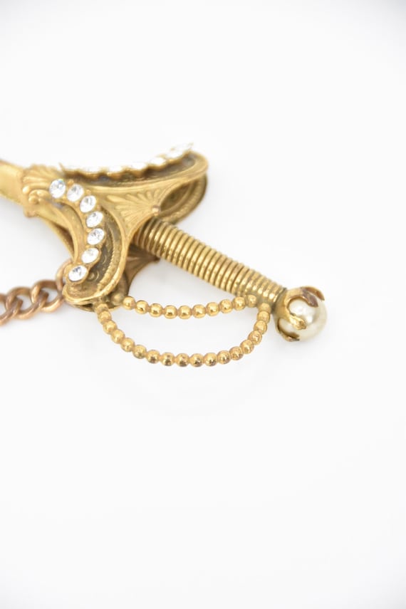1940s Dagger Through Heart brooch - Gem