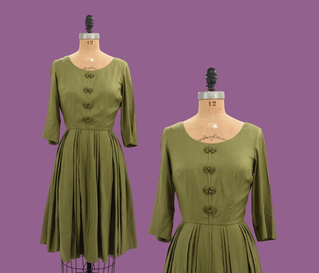 1950s Olive Branch Dress - Etsy