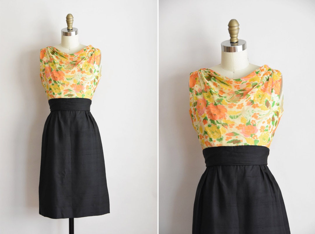 1950s Spring Renewal Dress / Vintage 50s Silk Party Dress/ Floral ...