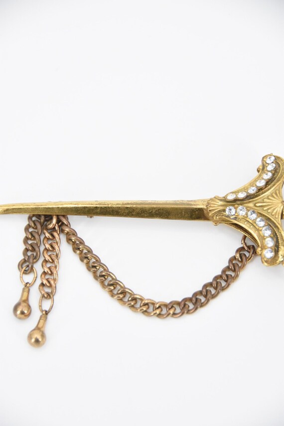 1940s Dagger Through Heart brooch - Gem
