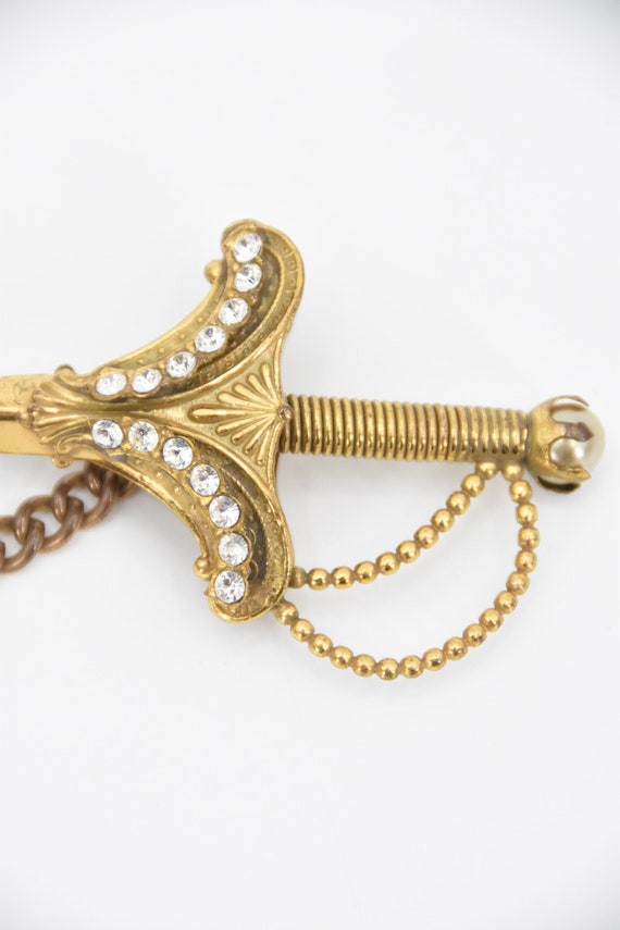 1940s Dagger Through Heart brooch - Gem