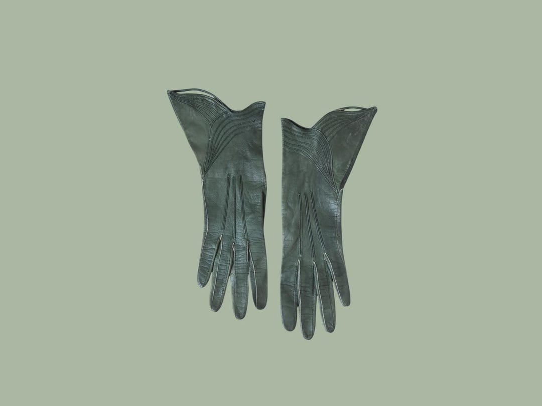 Vintage 1940s Night Fern Gauntlet Leather Gloves - Etsy