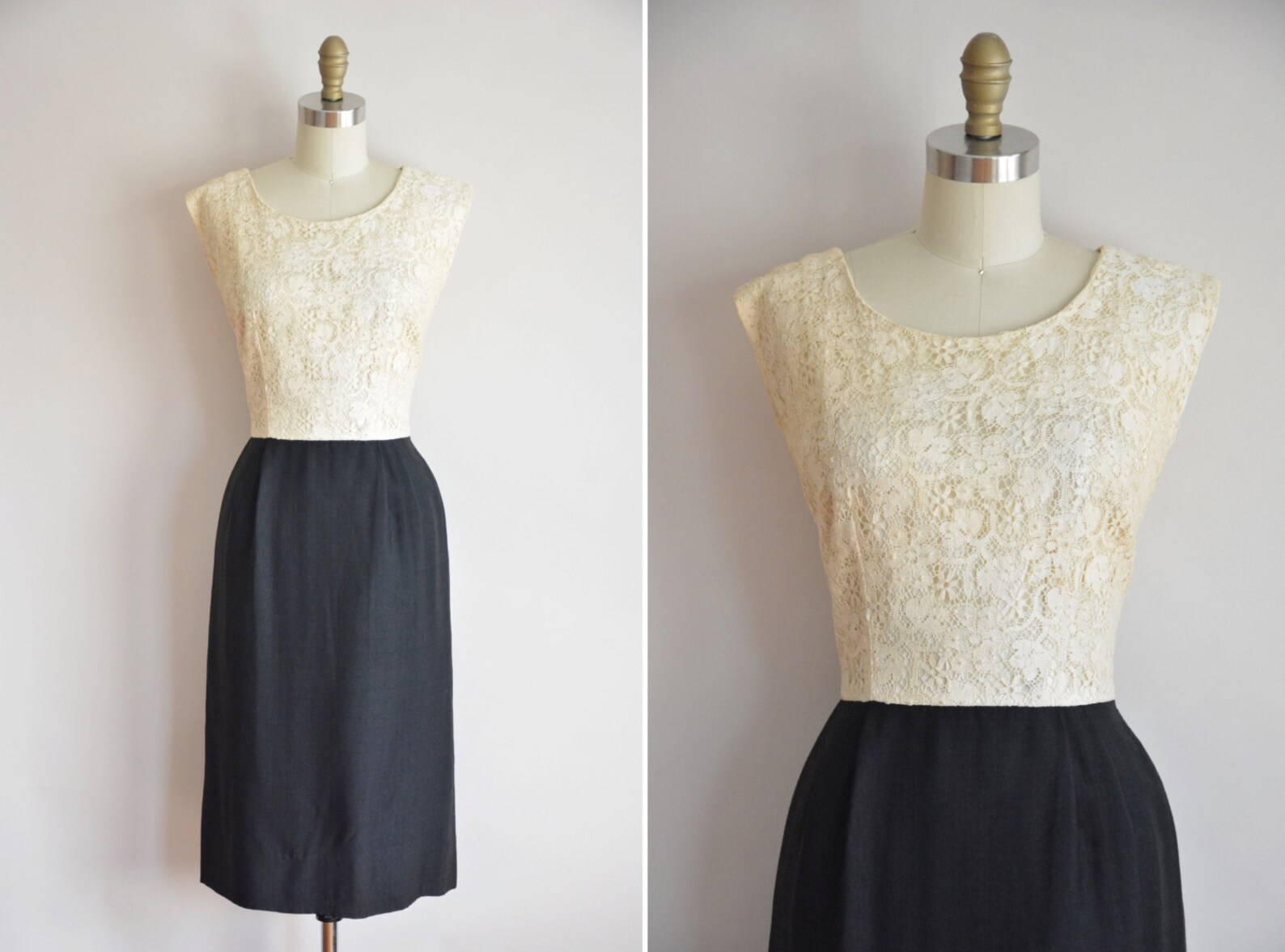 SALE 50s Day & Night Dress/ Vintage 1950s Silk and Lace Wiggle Dress ...