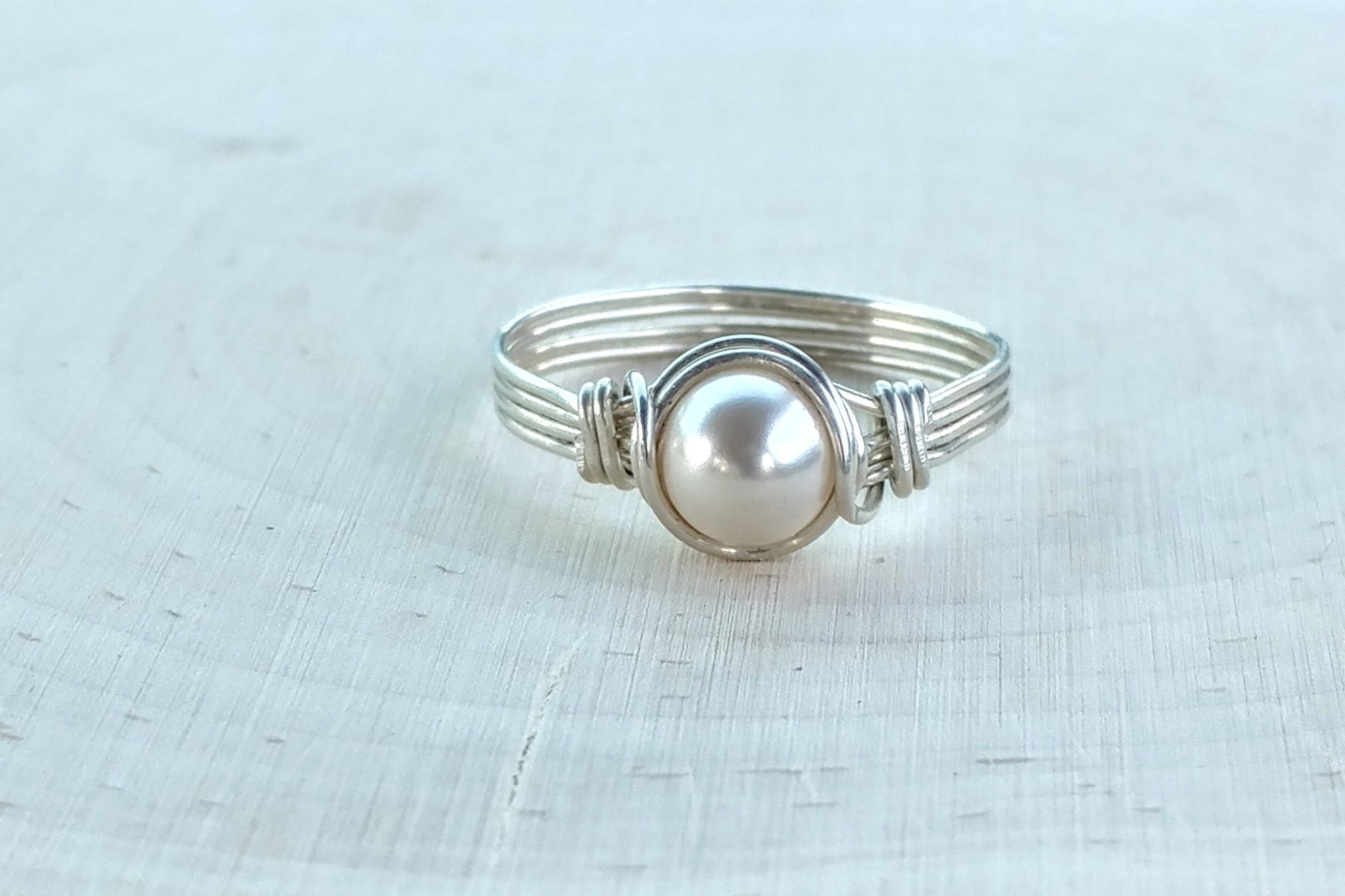 Pearl Ring Sterling Silver Wire Wrapped Pearl Ring Silver - Etsy