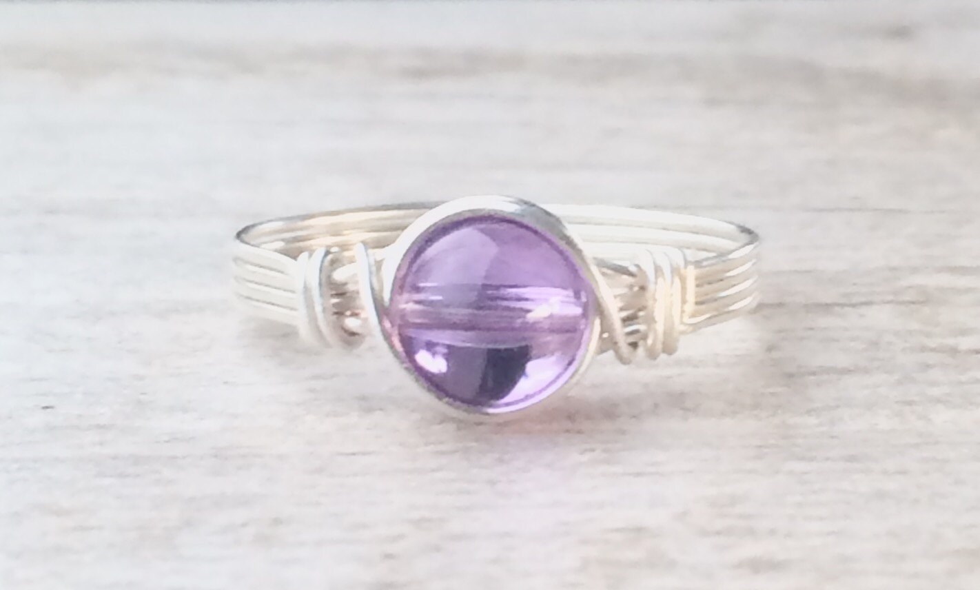 Amethyst Ring Sterling Silver Ring Wire Wrapped Ring - Etsy