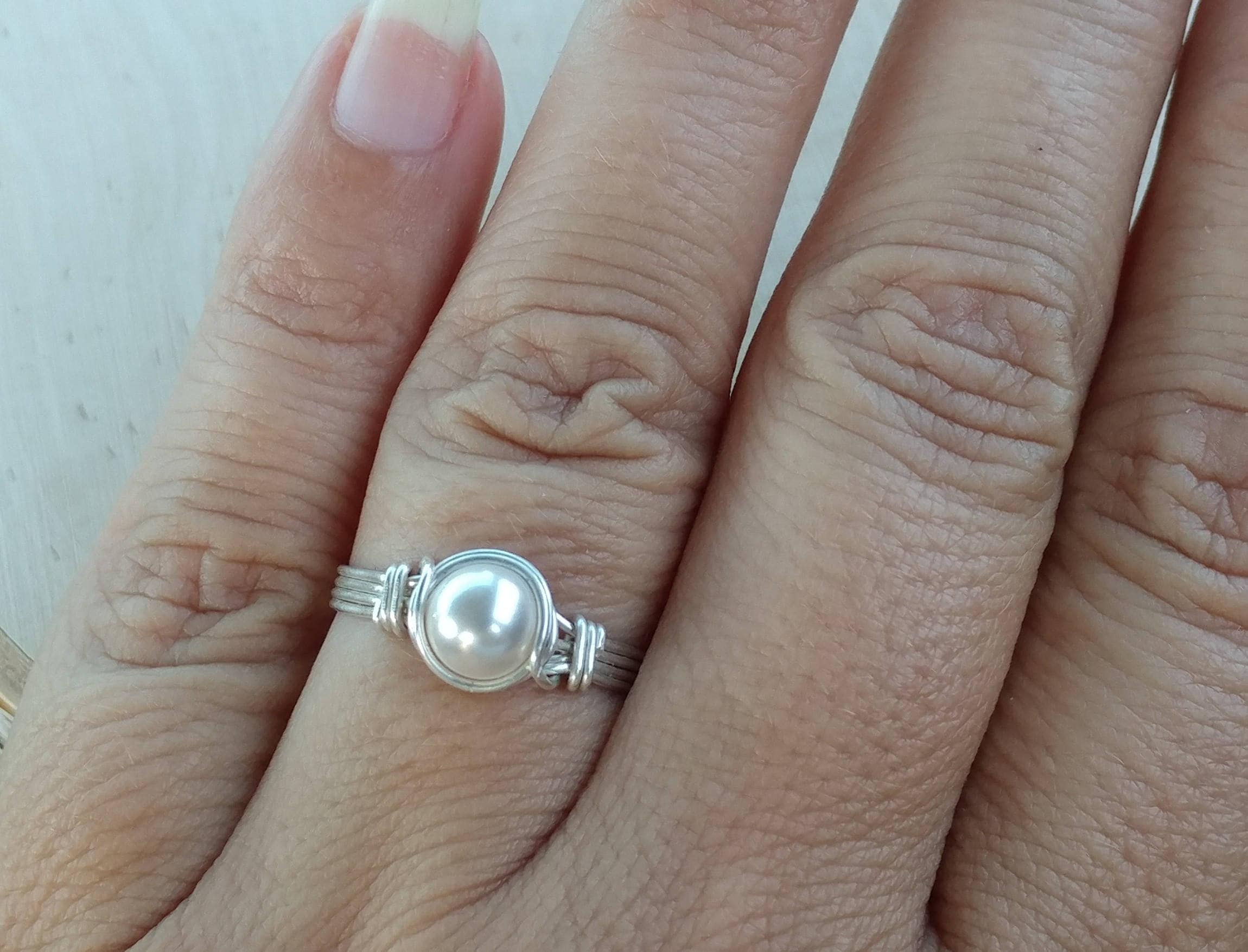 Pearl Ring Sterling Silver Wire Wrapped Pearl Ring Silver - Etsy