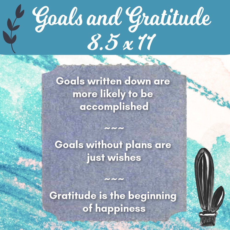 Goal Planner & Gratitude Sheet Printable, Instant Download, 8.5 X 11 - Etsy