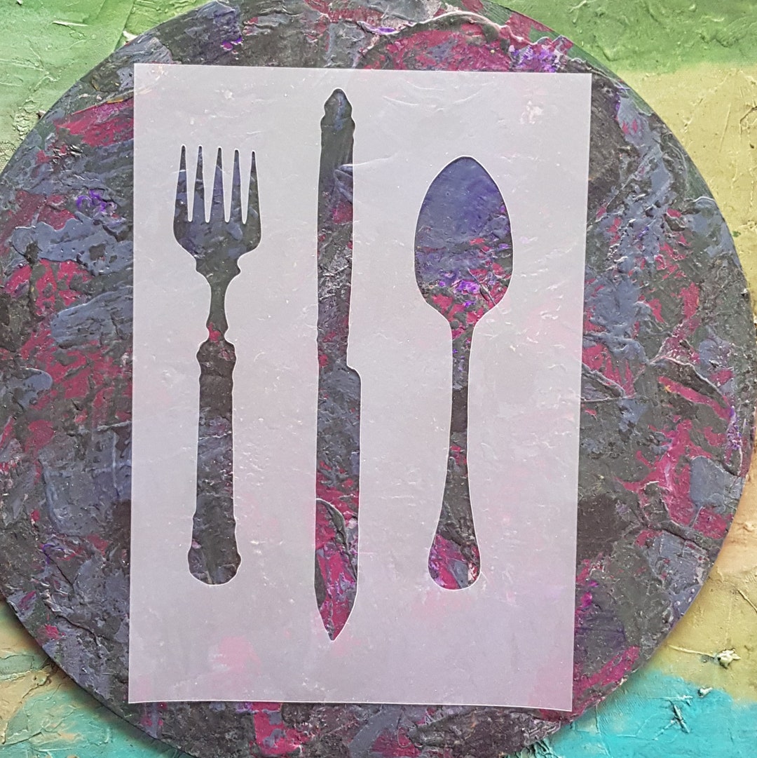 Fork Knife Spoon Stencil for Art Craft Painting Raised Stencilling S102 ...