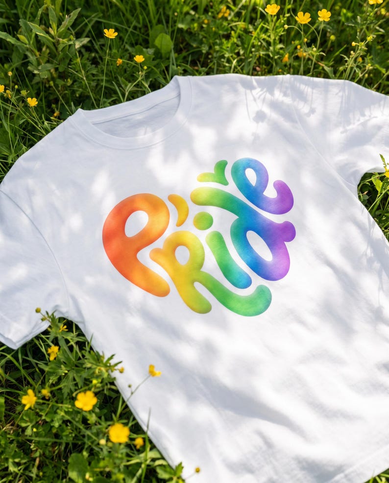 Oversized Pride T-shirt | Rainbow Bubble Script LGBTQ+ Tee - Etsy