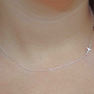 TINY OFFSET CROSS sterling silver petite offset or sideways | Etsy