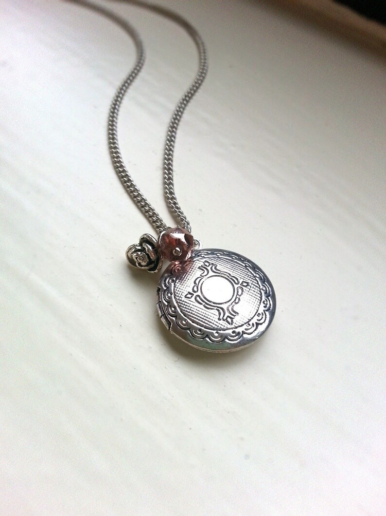 Antique Silver Locket Necklace Vintage Locket Pendant Rose - Etsy