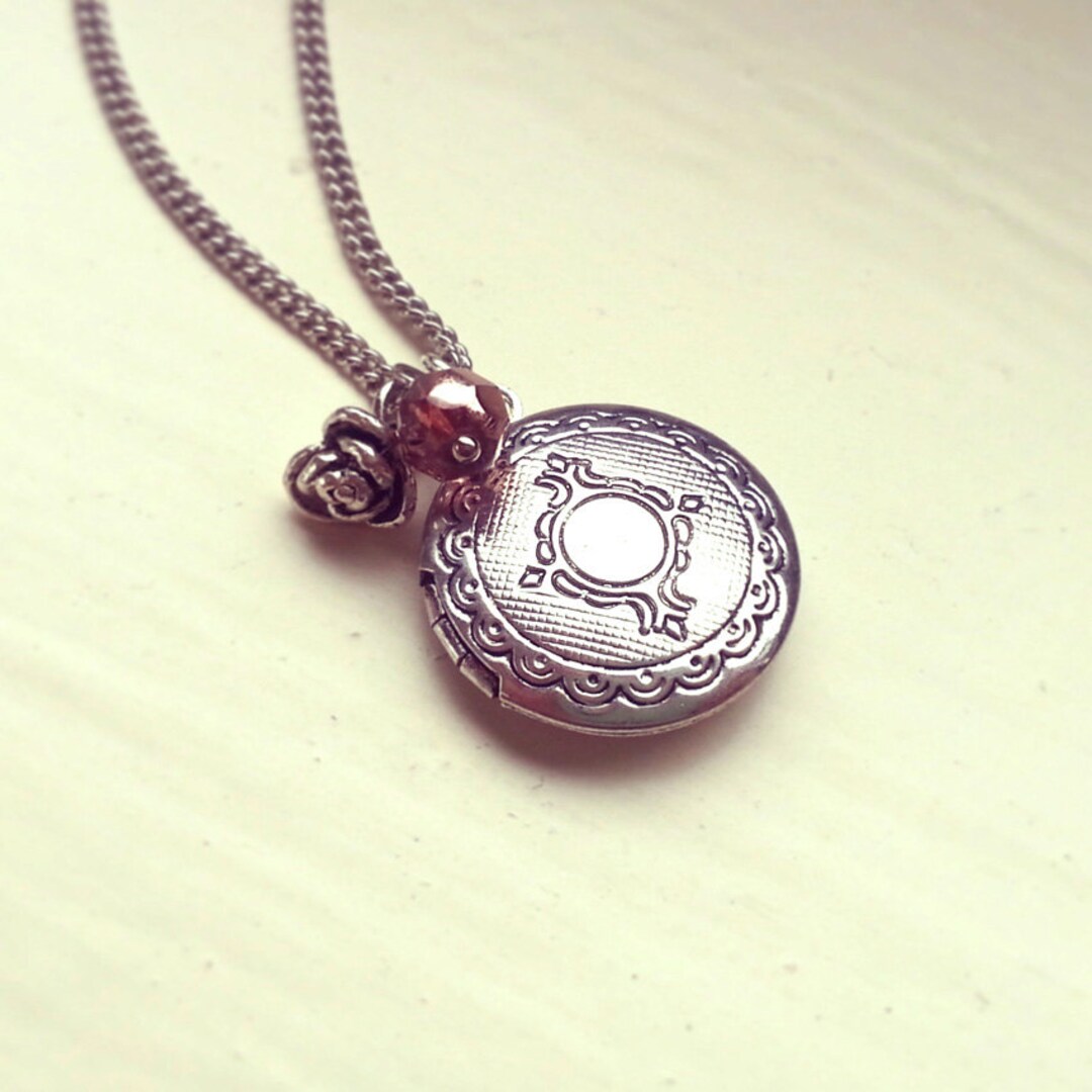 Antique Silver Locket Necklace Vintage Locket Pendant Rose - Etsy