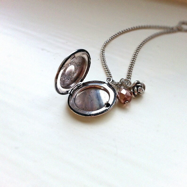 Antique Silver Locket Necklace Vintage Locket Pendant Rose - Etsy
