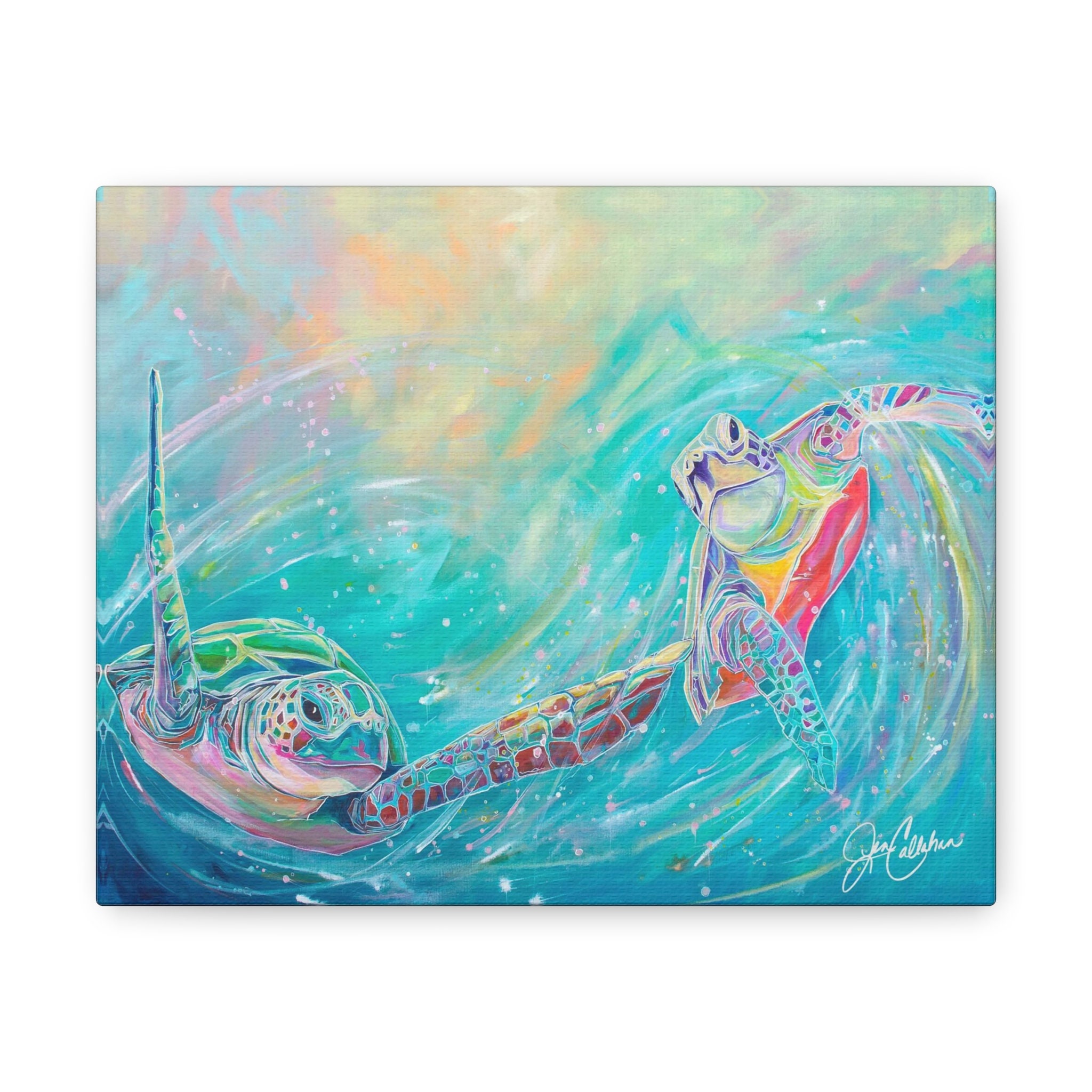 Sea Turtle Art Artwork Wall Art Jen Callahan Ocean Beach Fun Colorful ...