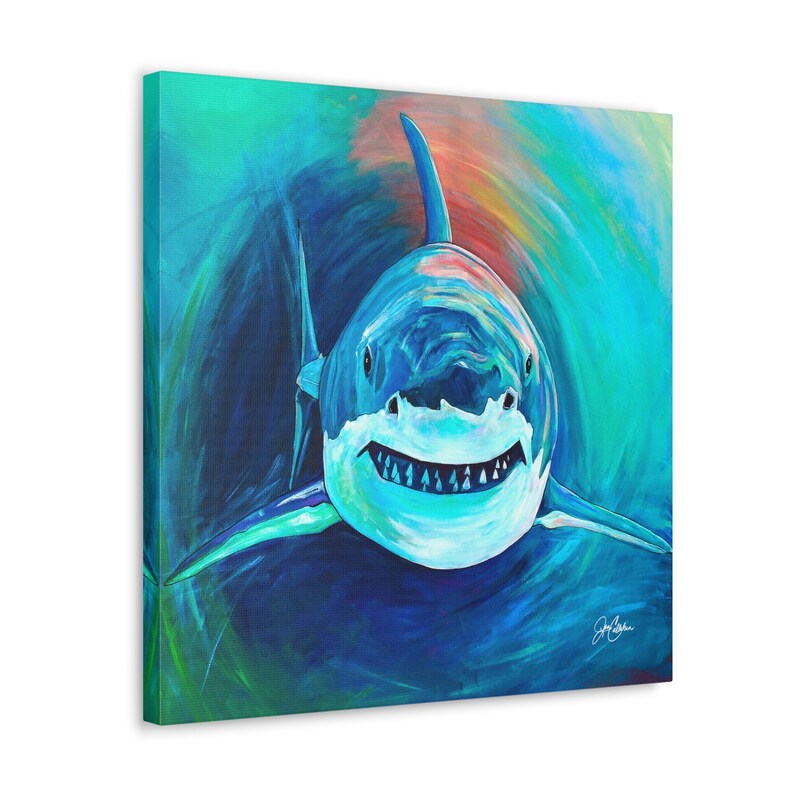 Great White Shark Art Canvas Wall Decor Shark Wall Large Wall - Etsy