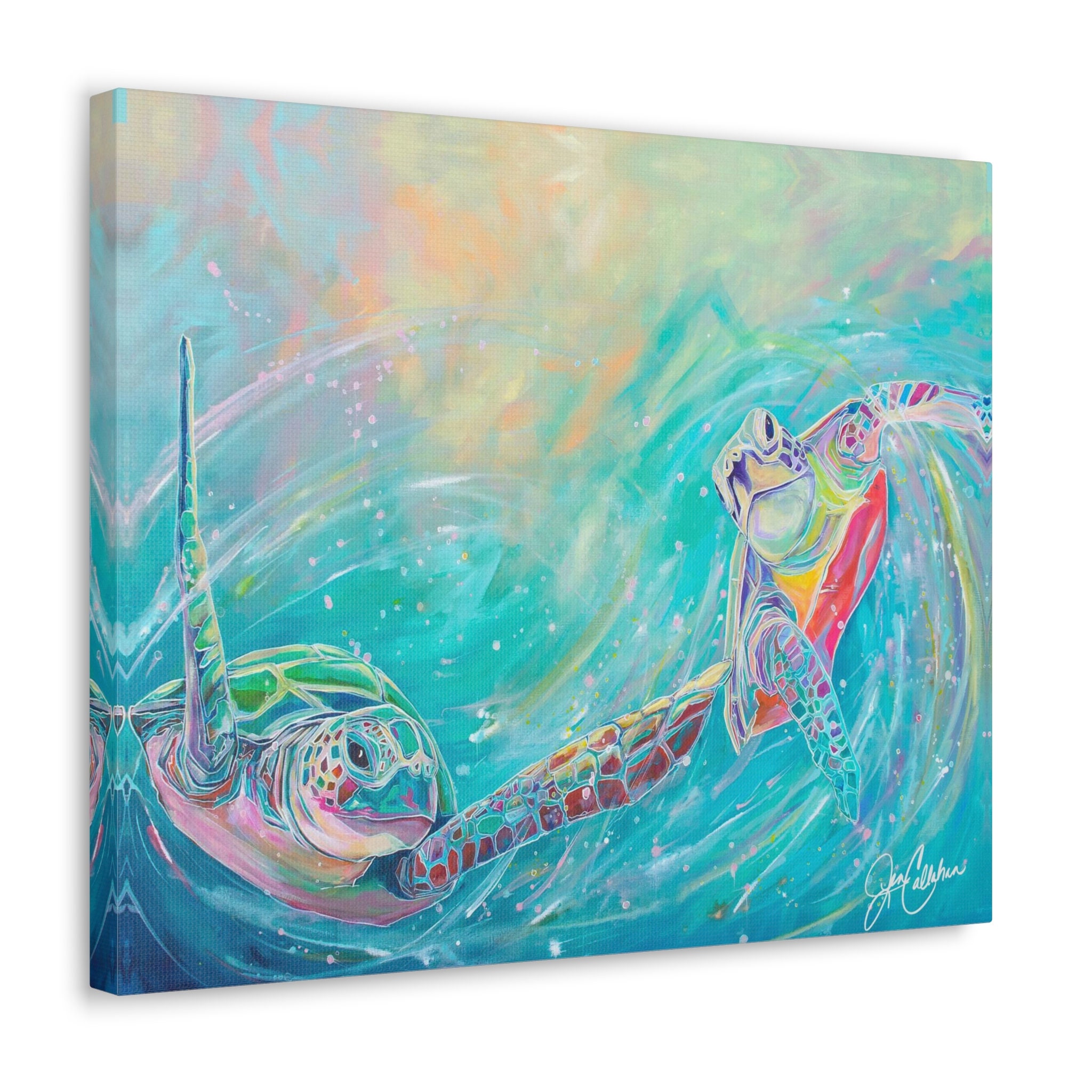 Sea Turtle Art Artwork Wall Art Jen Callahan Ocean Beach Fun Colorful ...