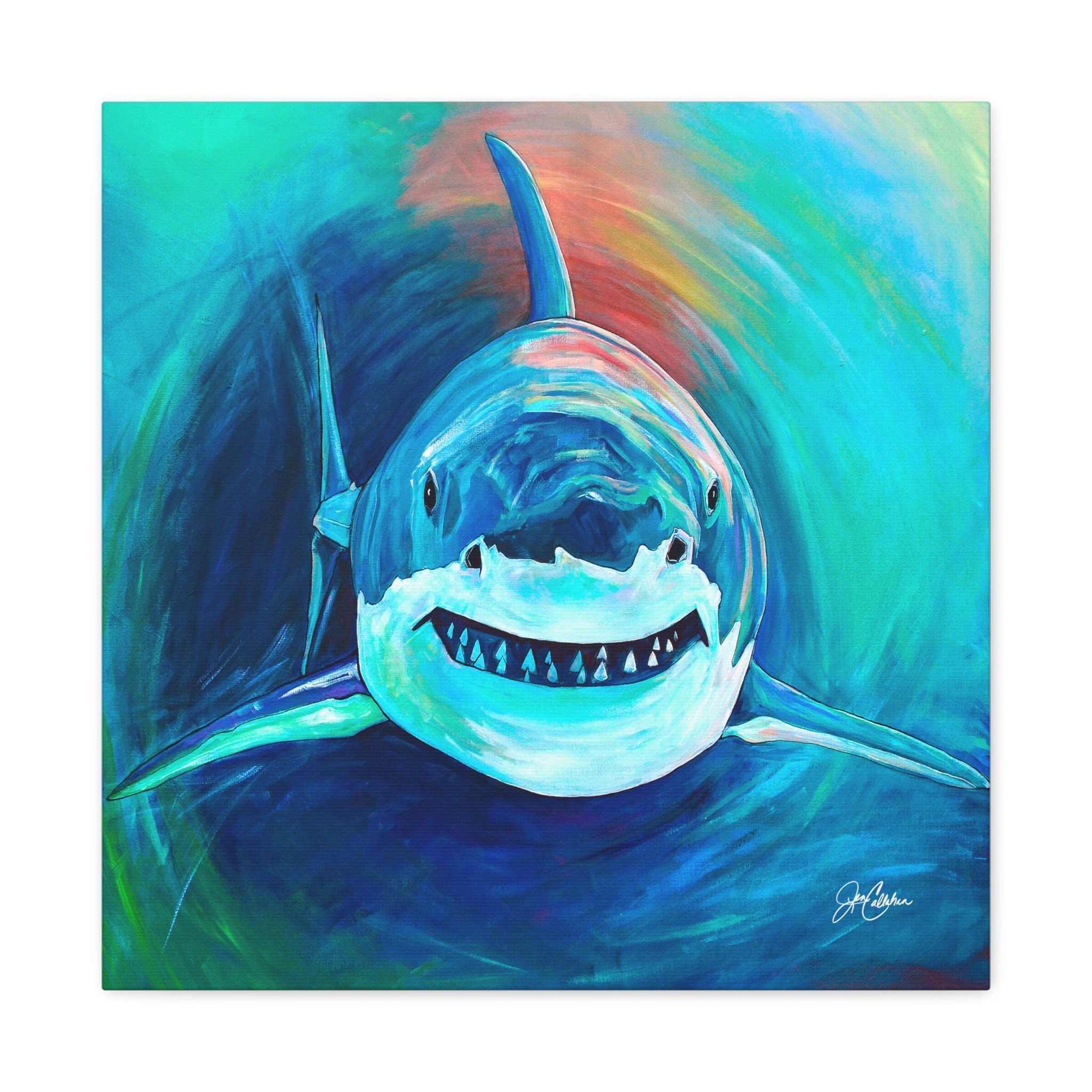 Great White Shark Art Canvas Wall Decor Shark Wall Large Wall - Etsy