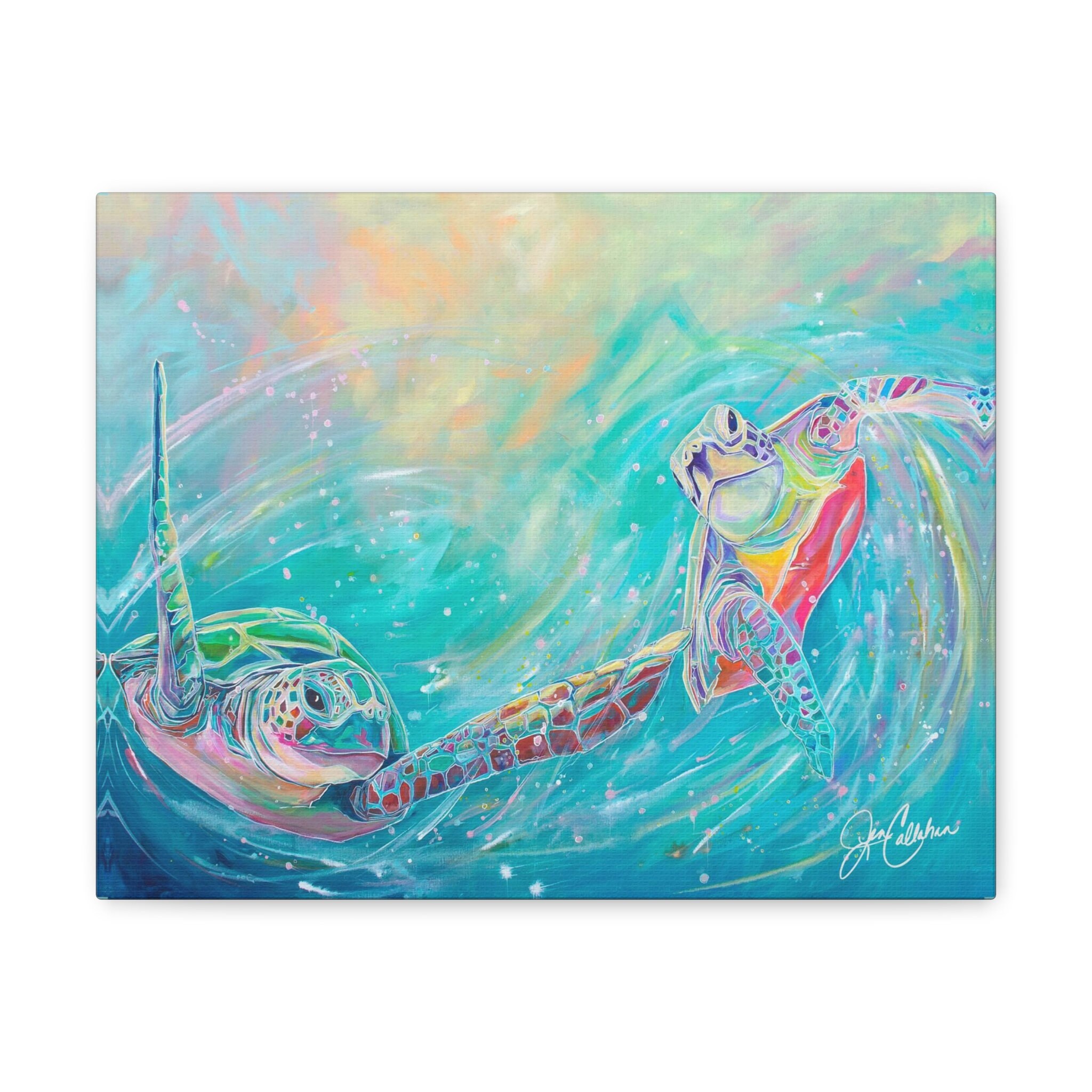 Sea Turtle Art Artwork Wall Art Jen Callahan Ocean Beach Fun Colorful ...