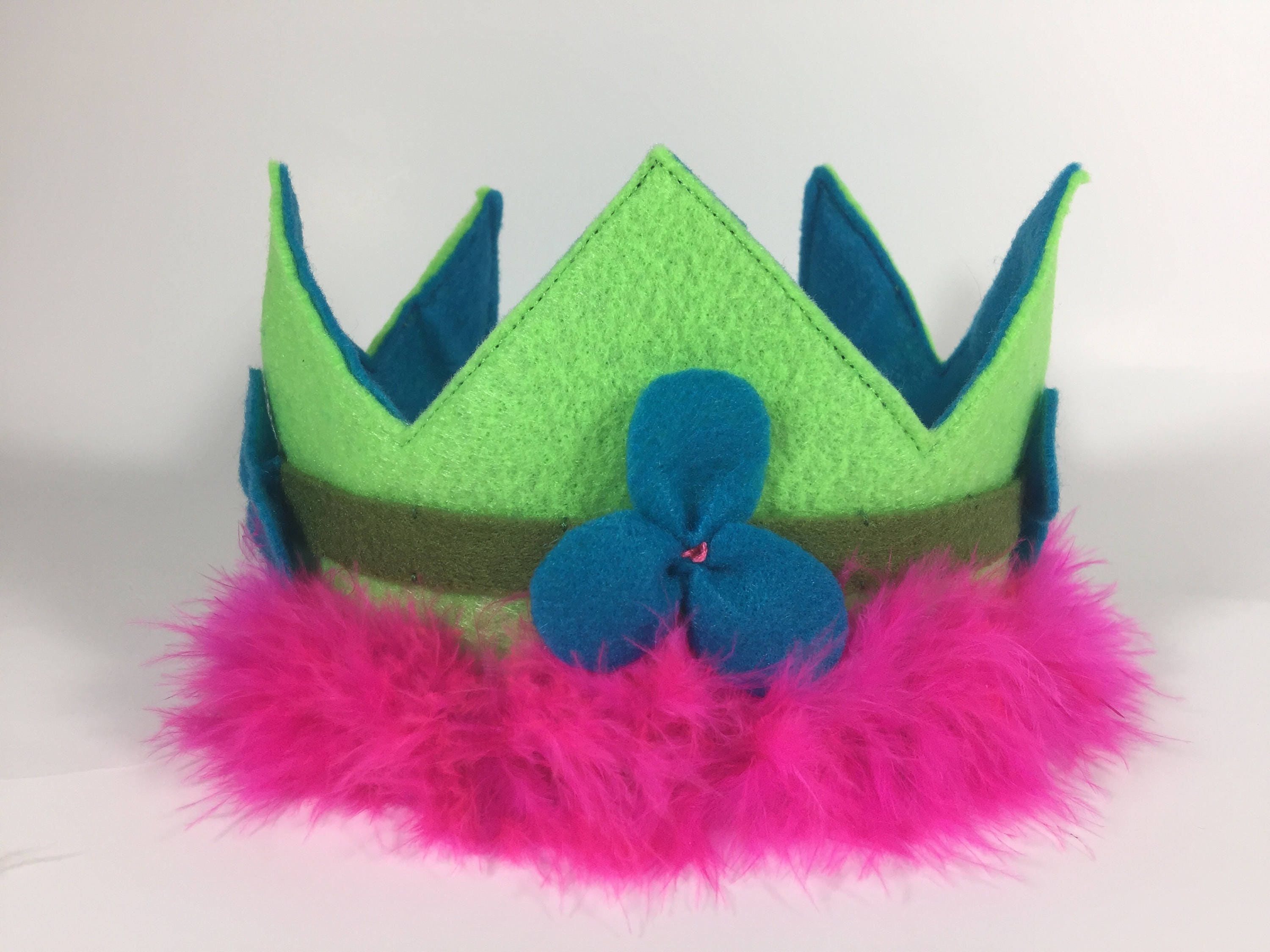 Trolls Themed Felt Crown - Trolls Birthday - Princess Poppy Birthday ...