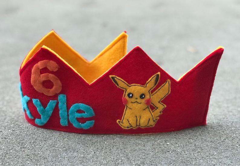 Personalized Pikachu Felt Birthday Crown Pokemon Birthday | Etsy