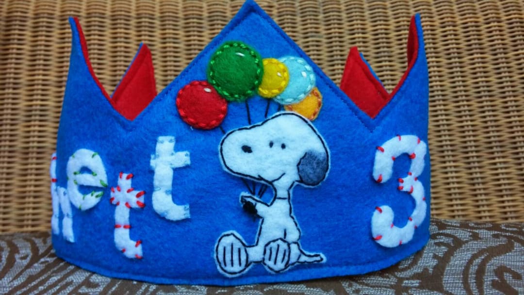 Personalized Colorful Snoopy Crown Snoopy Crown - Personalized Felt ...