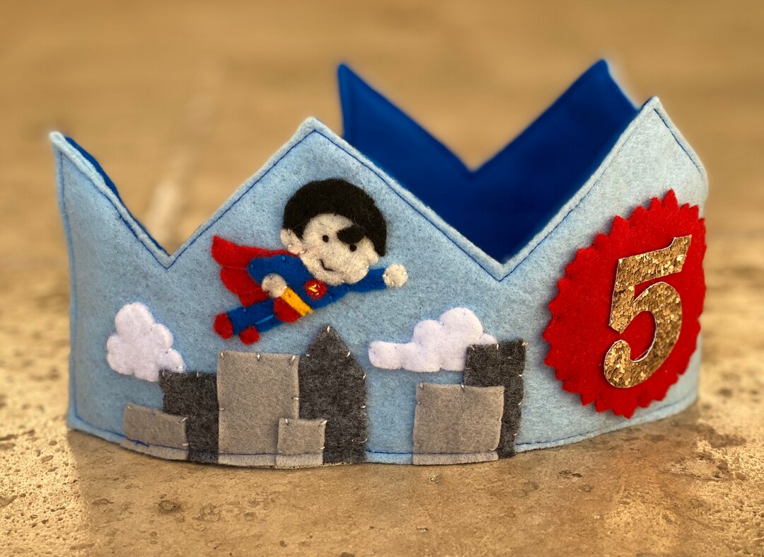 Superhero Theme Felt Birthday Crown Superman Crown - Etsy