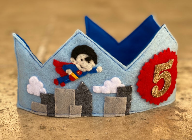 Superhero Theme Felt Birthday Crown Superman Crown - Etsy