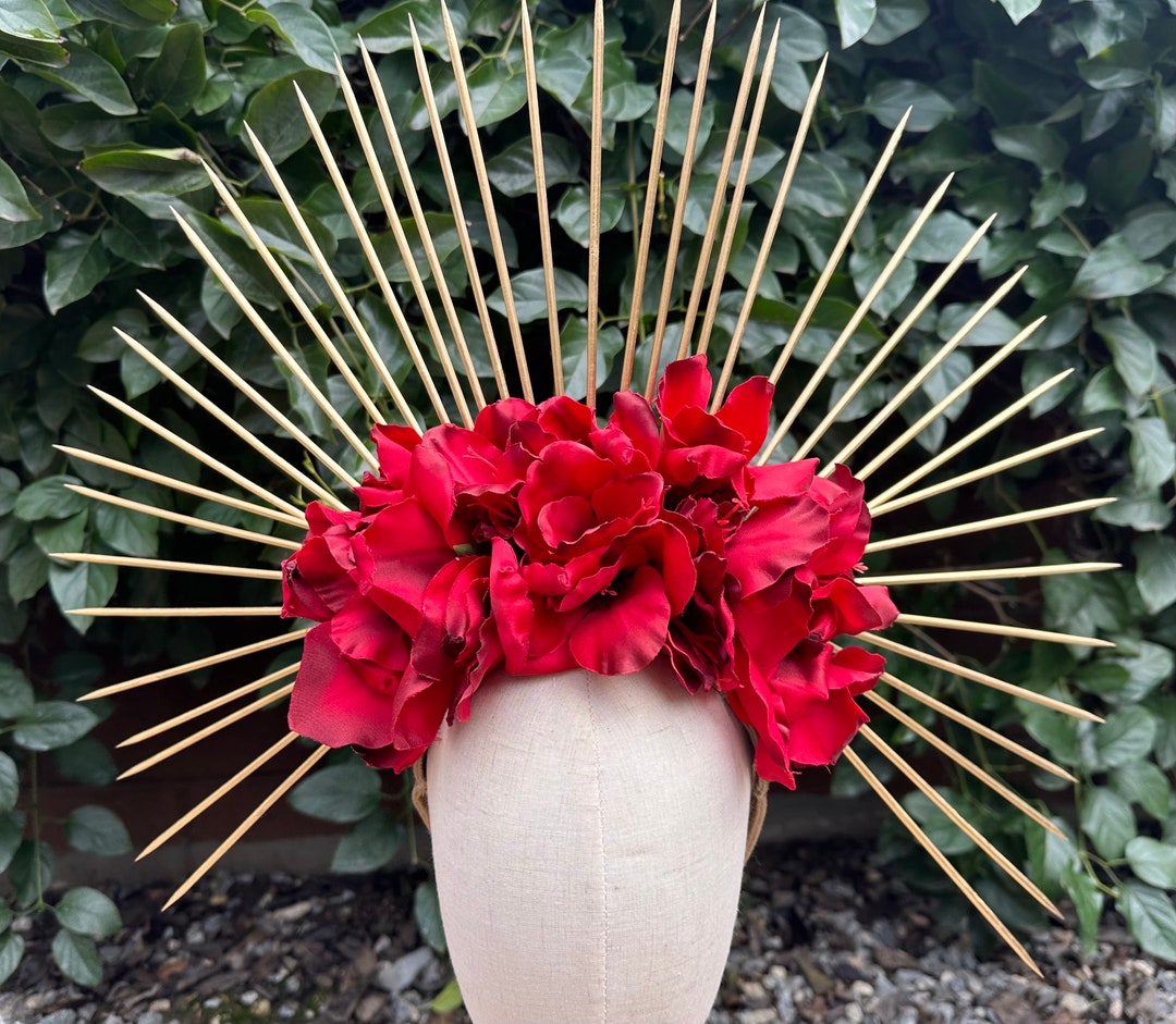Halo Crown - Sunburst Crown - Roses Crown - Rose Halo - RED Rose Crown ...