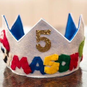 Super Mario Themed Felt Birthday Crown - Nintendo Theme -smash Cake - Etsy