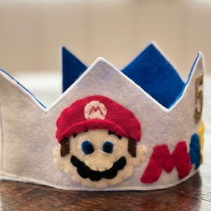 Super Mario Themed Felt Birthday Crown - Nintendo Theme -smash Cake - Etsy