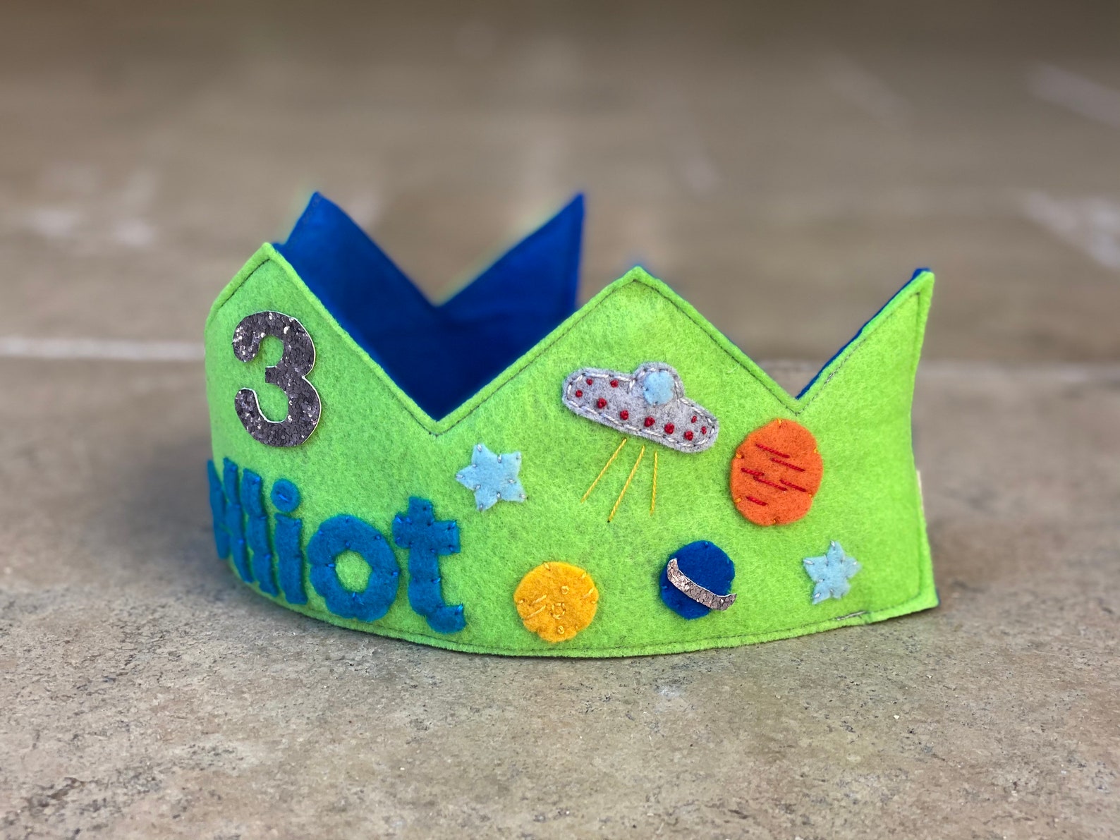 Rocketship space Themed Personalized Felt Birthday Crown | Etsy