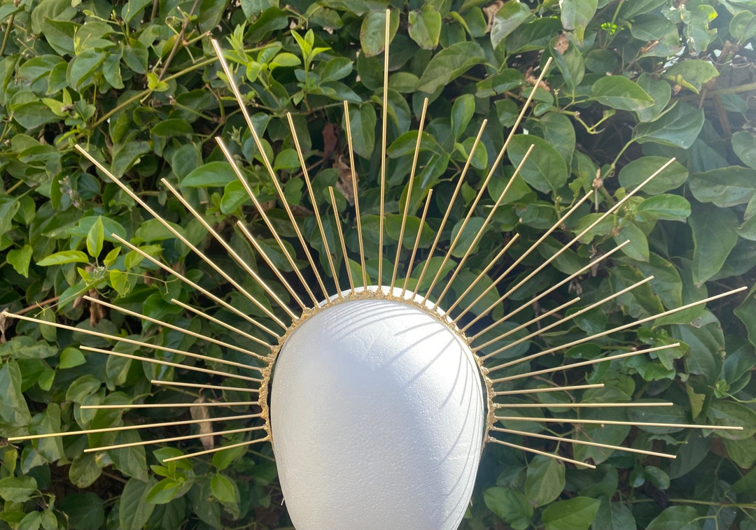METAL Halo Crown, Sunburst Crown, Metal Headpiece, Metal Halo, Gold ...
