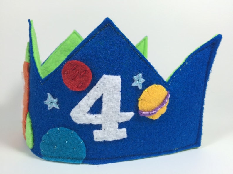 Rocketship space Themed Personalized Felt Birthday Crown - Etsy