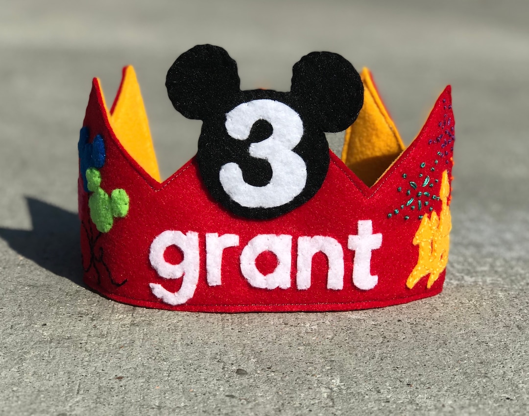 Mickey Mouse Themed Felt Birthday Crown - Disney Birthday Crown- Mickey ...