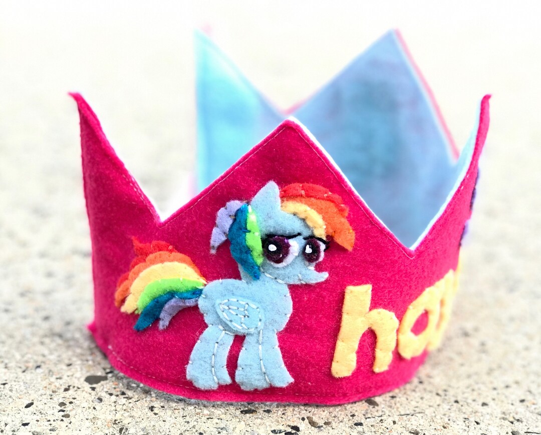 My Little Pony Themed Personalized Felt Birthday Crown - Rainbow Dash ...