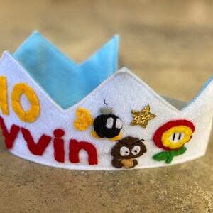 Super Mario Themed Felt Birthday Crown - Nintendo Theme -smash Cake - Etsy