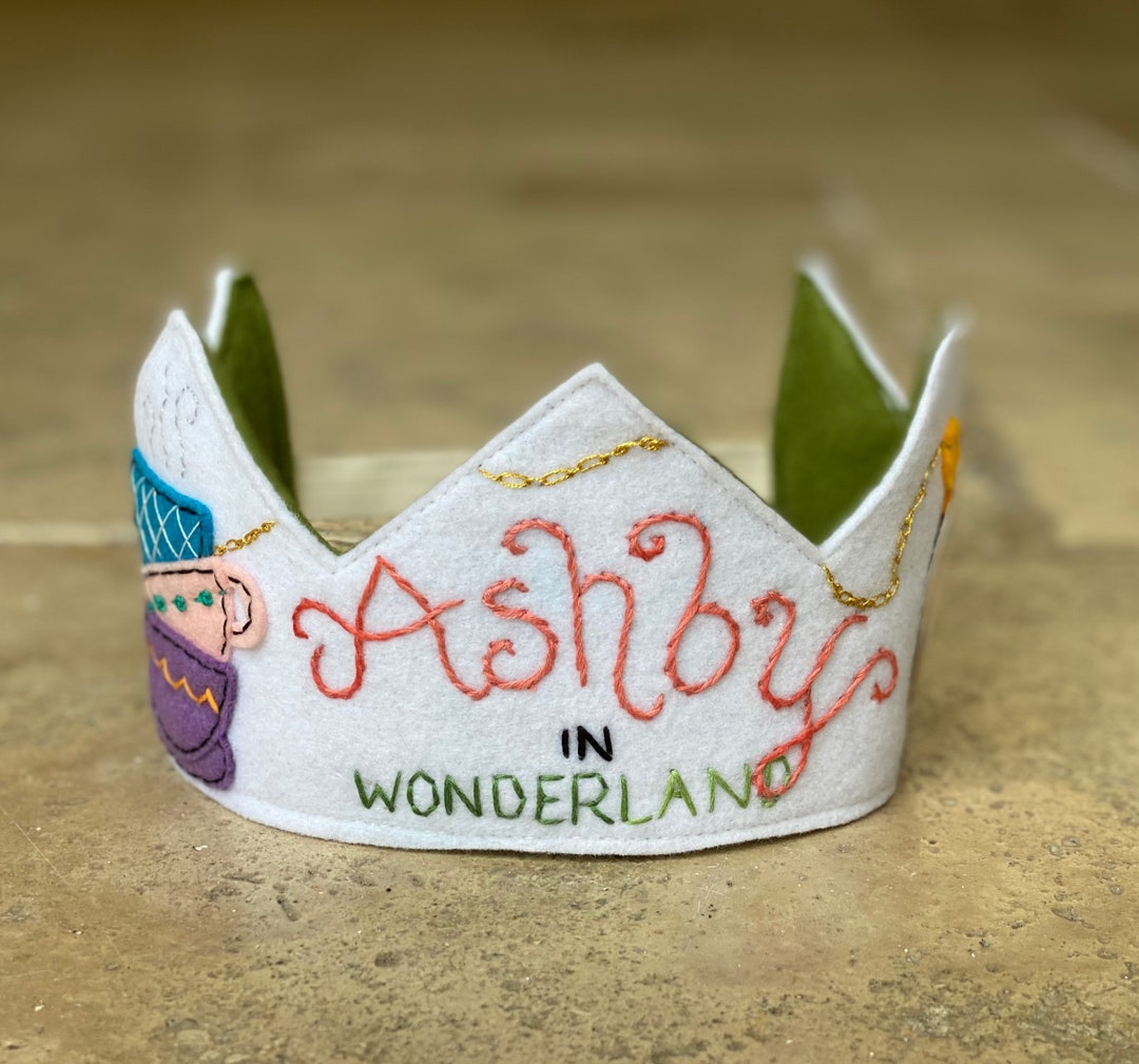 Girls Felt Birthday Crown - Alice in Wonderland Themed Crown ...