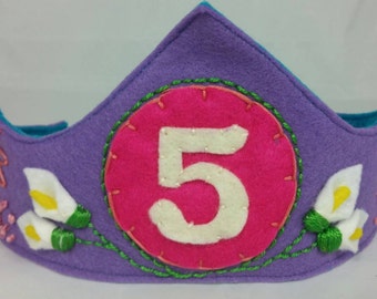 Nature Themed Girls Felt Crown Birthday Crown Spring Crown - Etsy