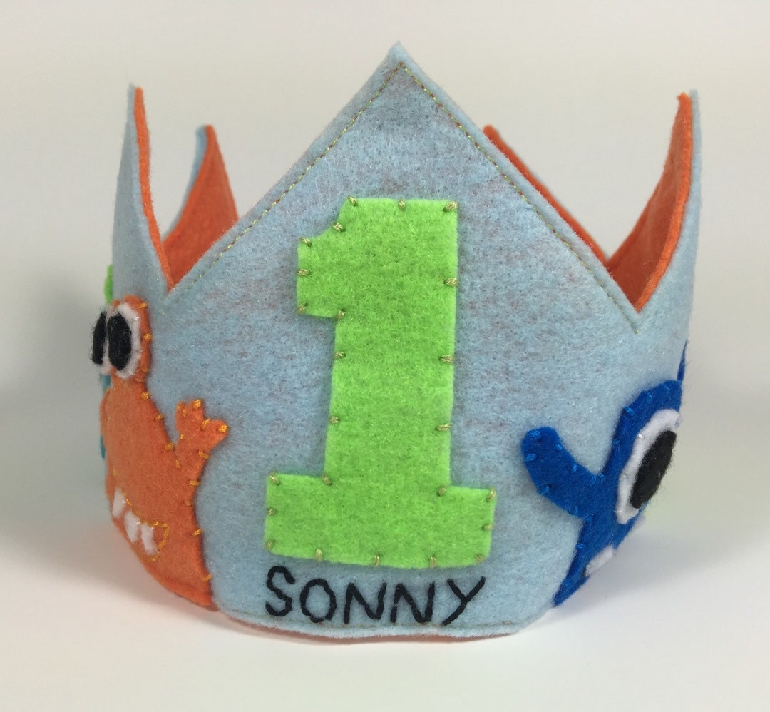 Felt Monster Birthday Crown - Personalized Felt Crown - Monster ...