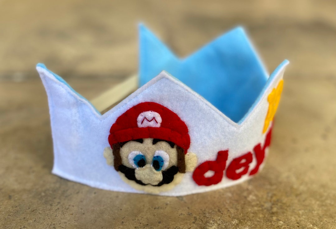 Super Mario Themed Felt Birthday Crown - Nintendo Theme -smash Cake - Etsy