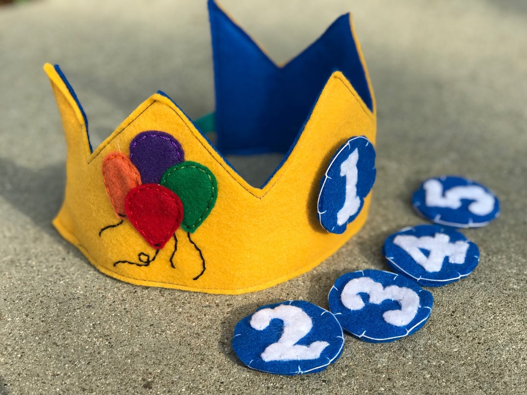 Personalized Felt Birthday Crown, Multiple Numbers - Balloon Crown ...